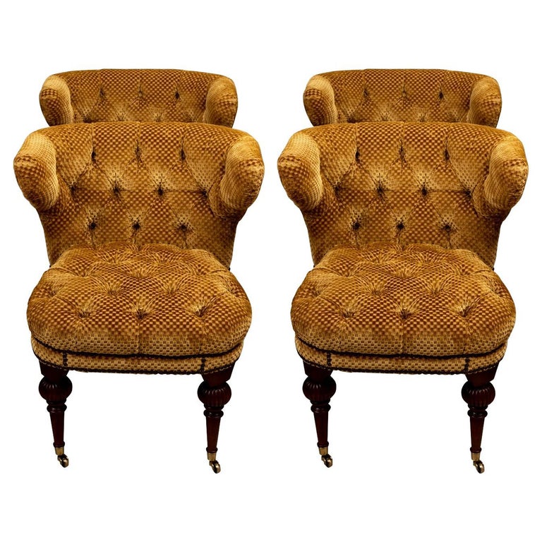 Set of Four Upholstered Card Table Chairs at 1stDibs | card table and ...