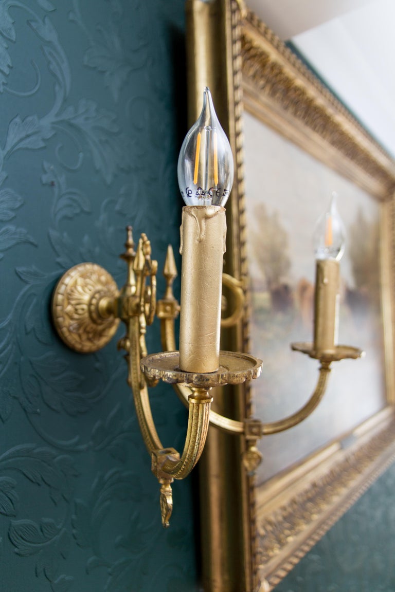 Set of Four Victorian Style Bronze Two-Arm Wall Sconces For Sale at 1stDibs