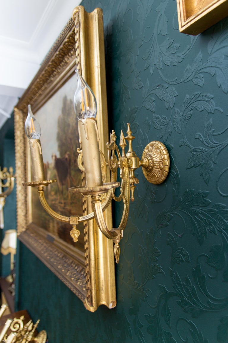 Set of Four Victorian Style Bronze Two-Arm Wall Sconces For Sale at 1stDibs