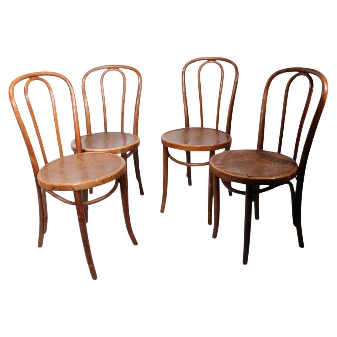 Set of Four Vienna Secessionist Style Bentwood Cafe Dining Chairs c ...
