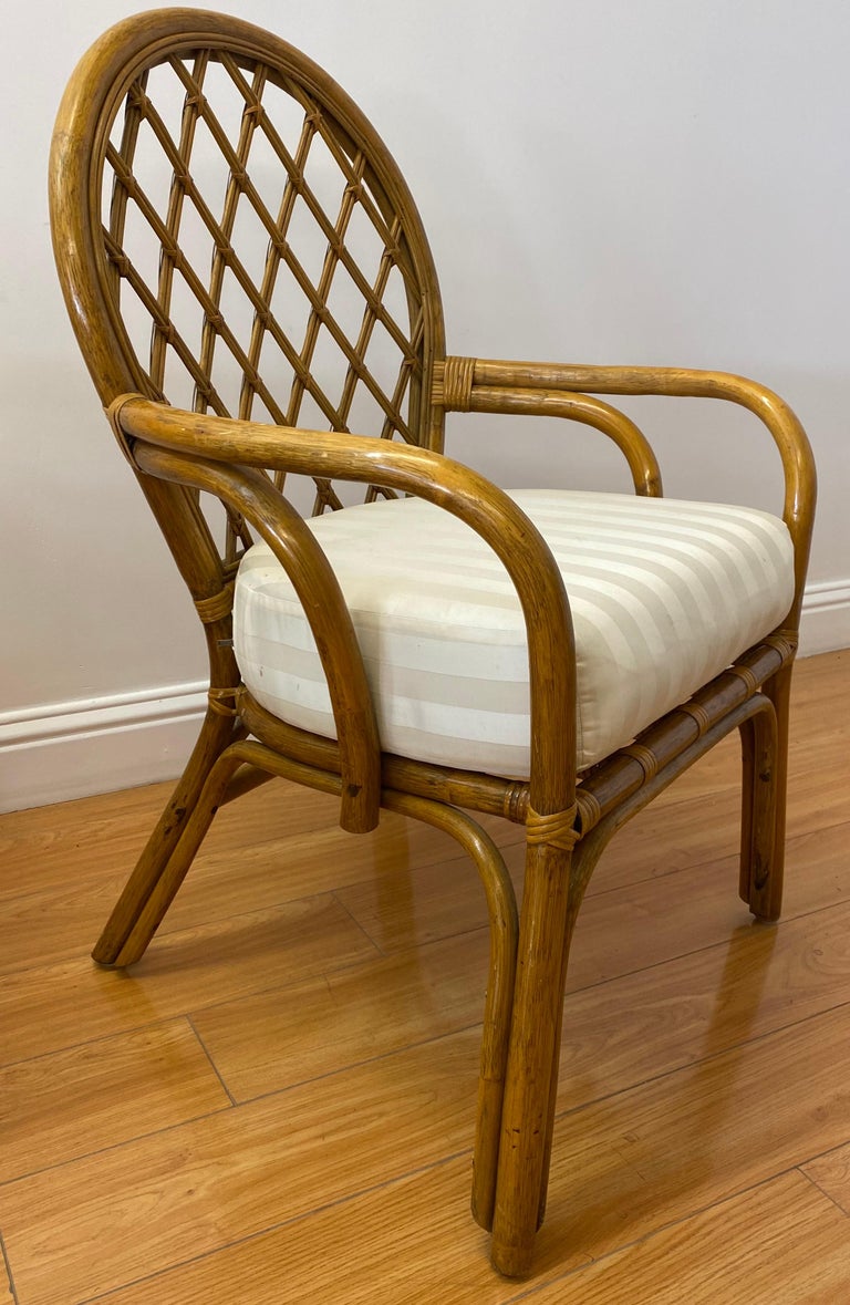 Set of Four Vintage Bamboo Framed Chairs For Sale at 1stDibs