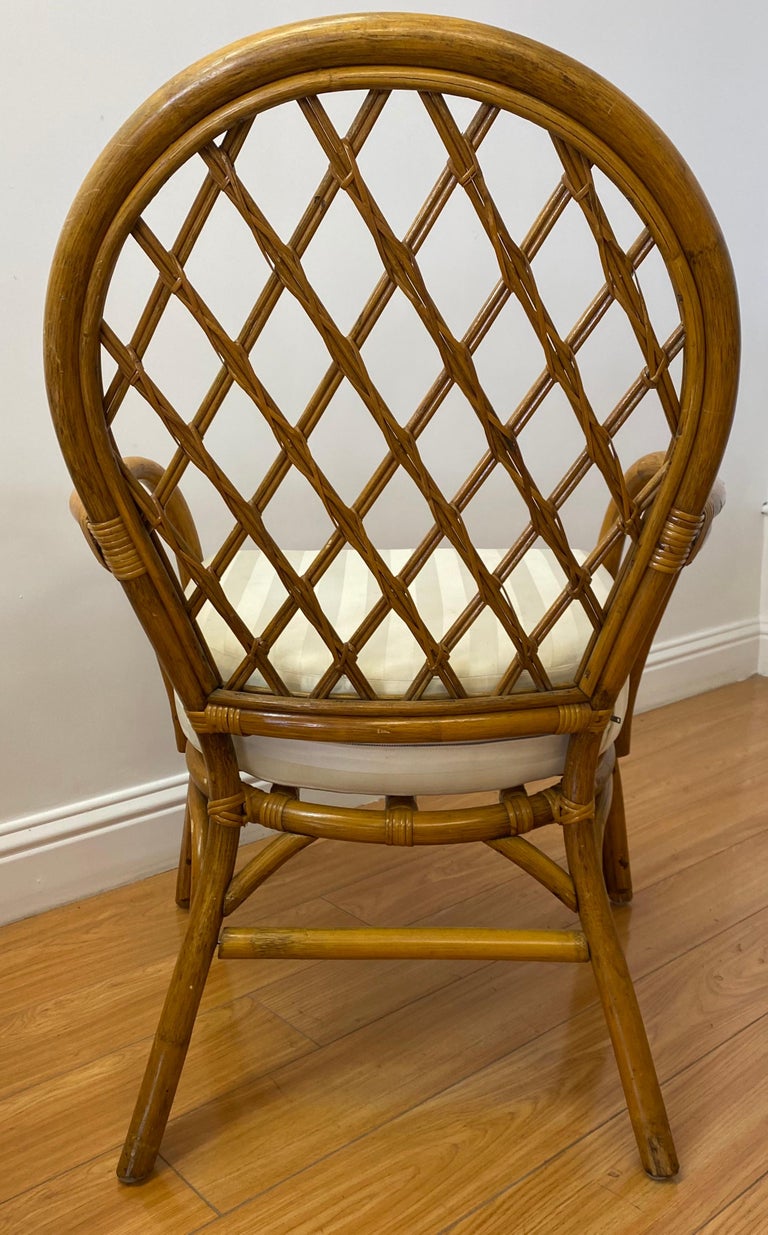 Set of Four Vintage Bamboo Framed Chairs For Sale at 1stDibs