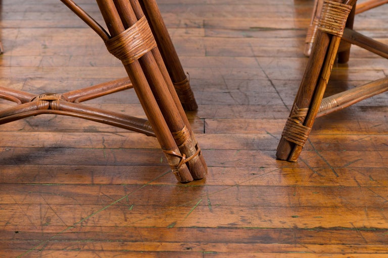 Set of Four Vintage Burmese Bamboo Side Chairs with Woven Rattan Backs ...