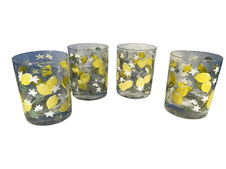 Set of Four Vintage Cera Glassware Rocks Glasses in Hard-to-find Lemon ...