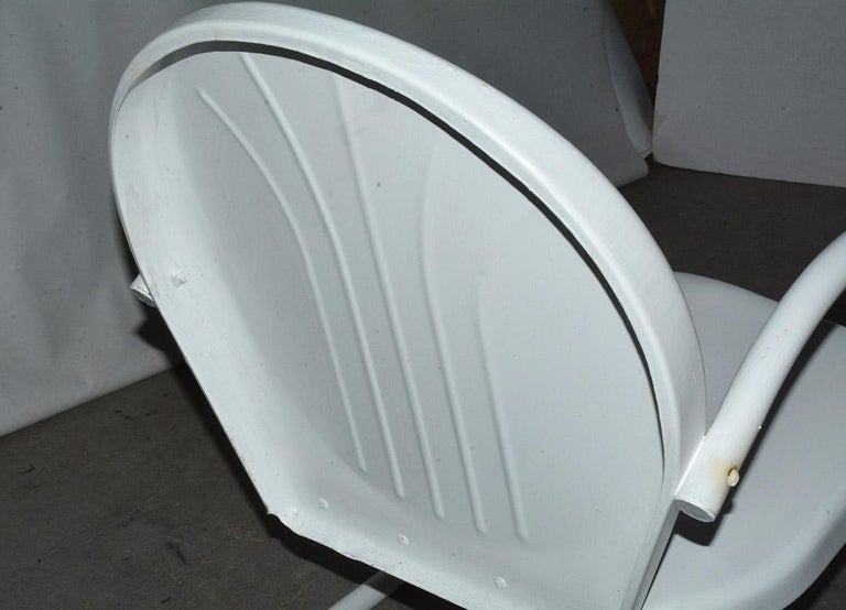 Set of Four Vintage Clam Shell Metal Spring Armchairs For Sale at ...