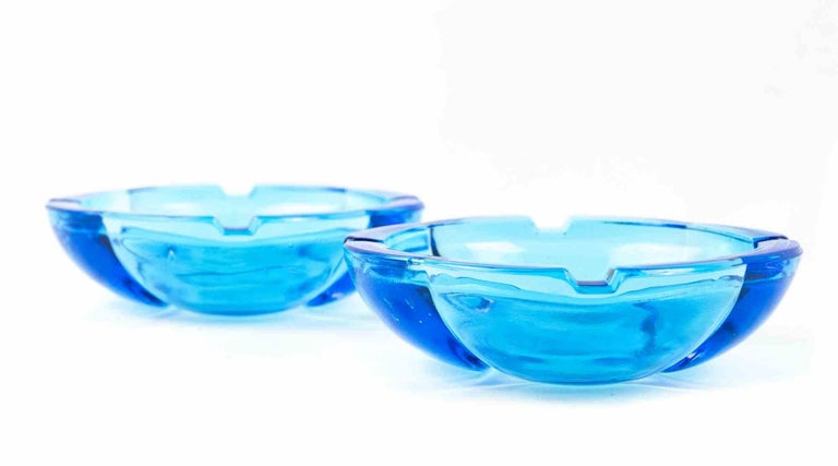 Set of Four Vintage Cobalt Blue Ashtrays, Italy, 1970s For Sale at 1stDibs