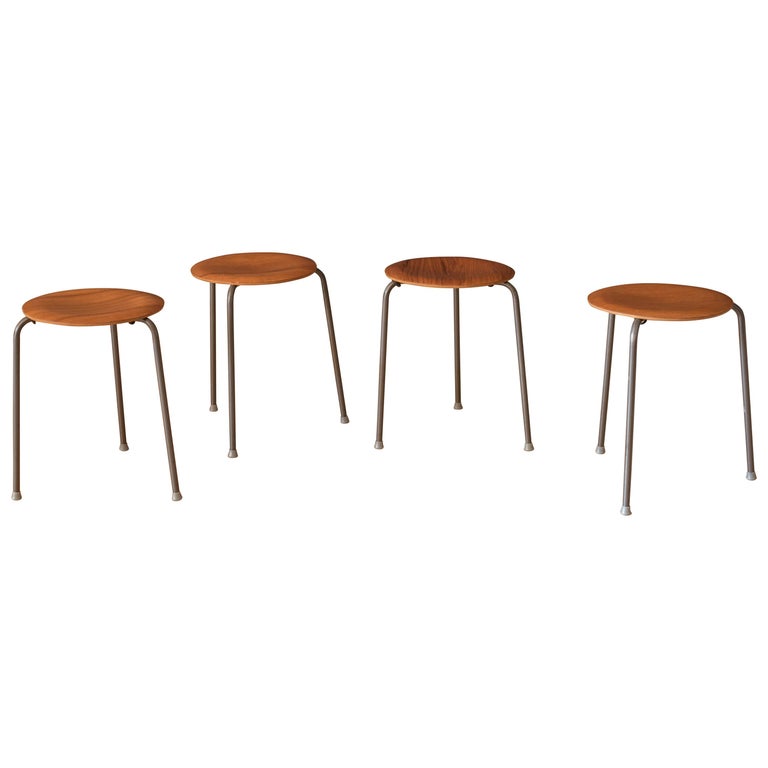 Set of Four Vintage Danish Teak Round Stacking Stools at 1stDibs ...