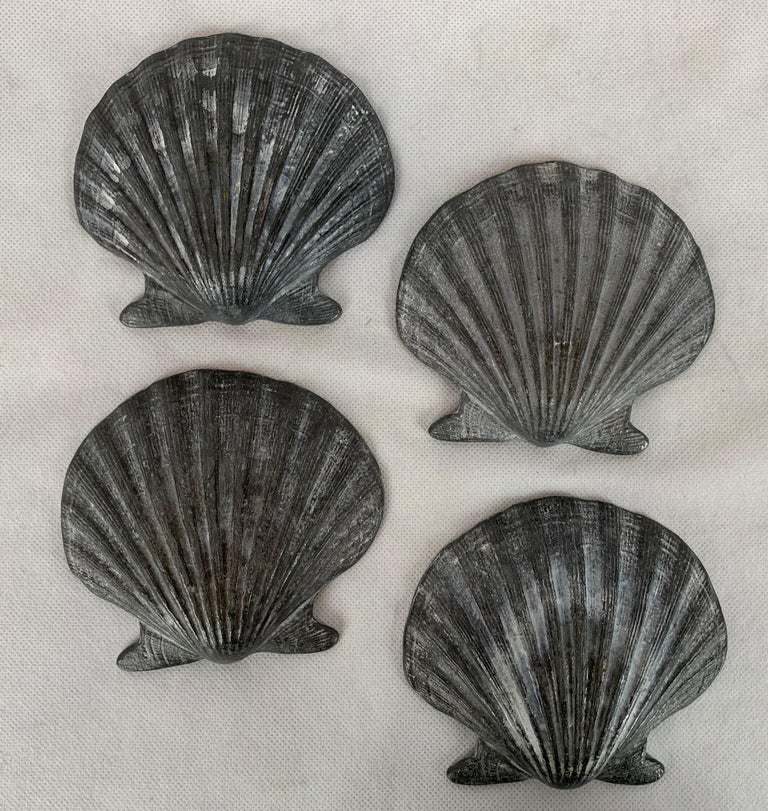 Set of Four Vintage Lead Scallop Shells for the Garden, Patio, Terrace ...