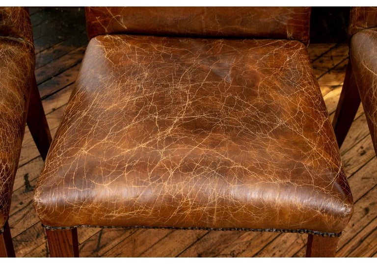 Set of Four Vintage Leather Dining Chairs For Sale at 1stDibs