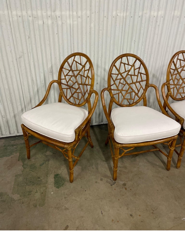 Set of Four Vintage Mc Guire Organic Cracked Ice Chairs For Sale at 1stDibs