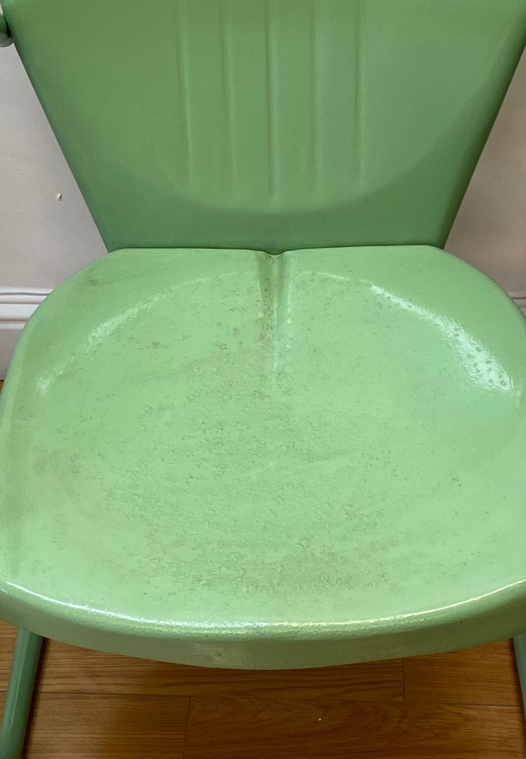 Set of Four Vintage Mint Green Enameled Metal Patio Garden Chairs, C ...