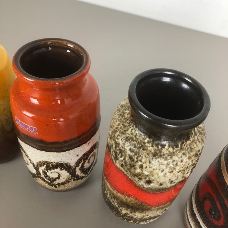 Set of Four Vintage Pottery Fat Lava "213-20" Vases Made by Scheurich ...