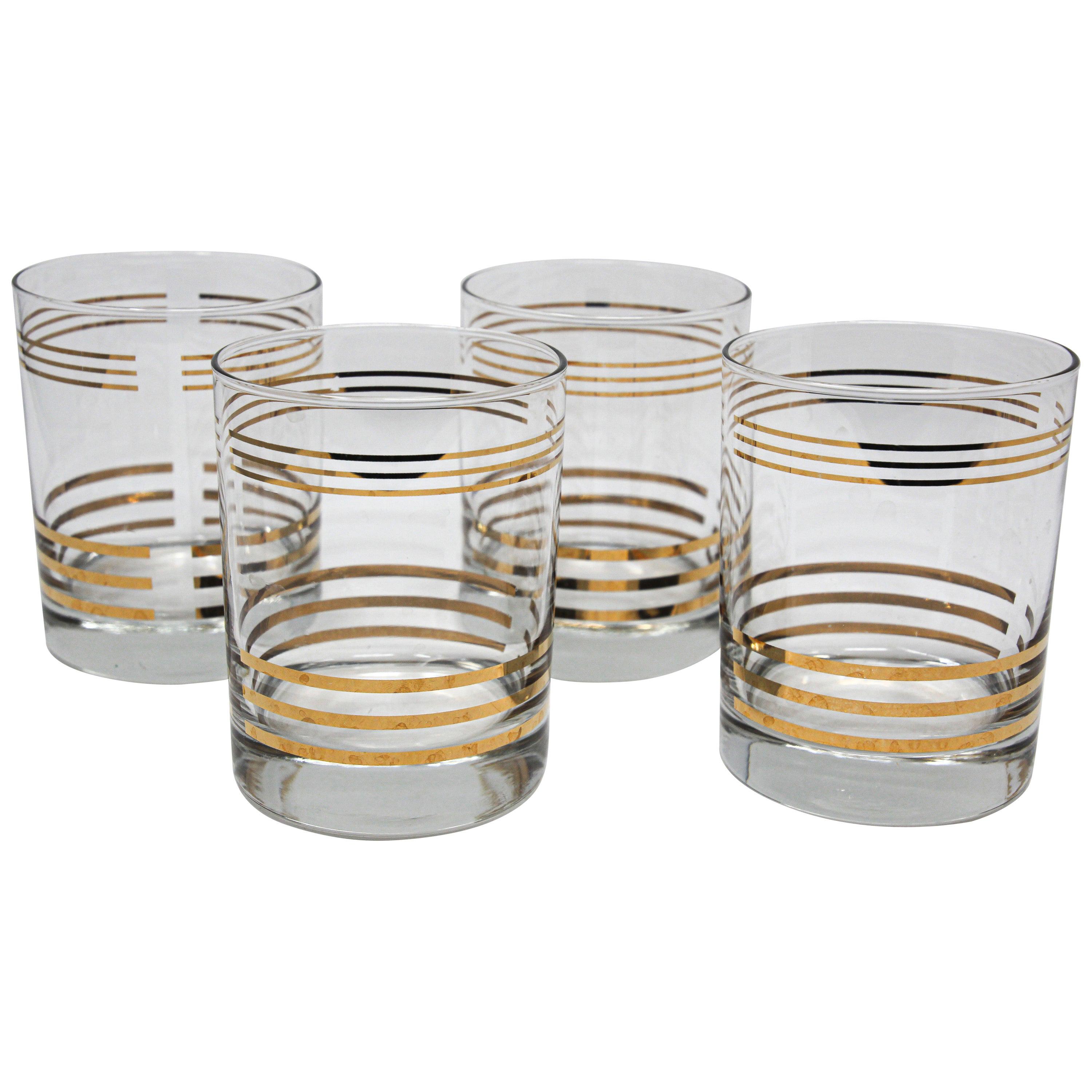 Set of Four Mid-Century Cocktail Champagne Glasses with Gold Rim at 1stDibs