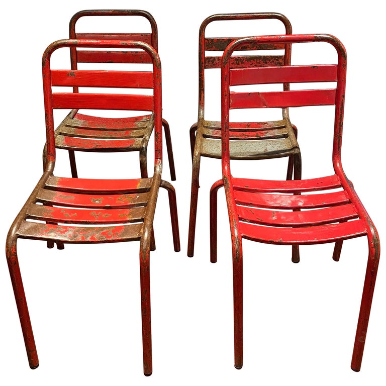 Set of Four Vintage Tolix Café Chairs by Xavier Pauchard For Sale at ...
