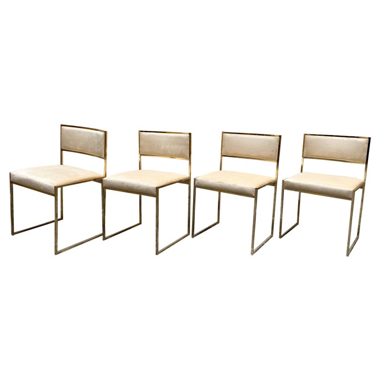 Set of Four Willy Rizzo Chairs, Italy 1970s at 1stDibs