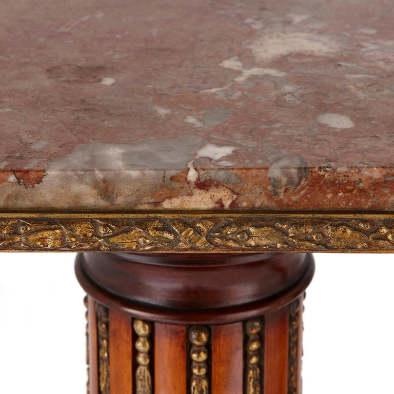 Set of Four Wood, Marble, and Gilt Bronze Columns For Sale at 1stDibs