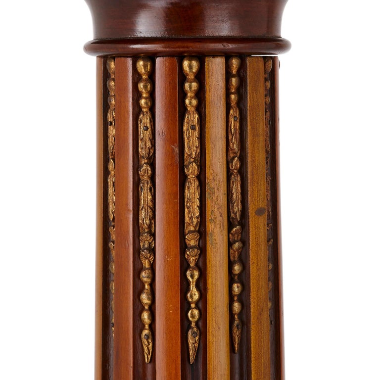 Set of Four Wood, Marble, and Gilt Bronze Columns For Sale at 1stDibs