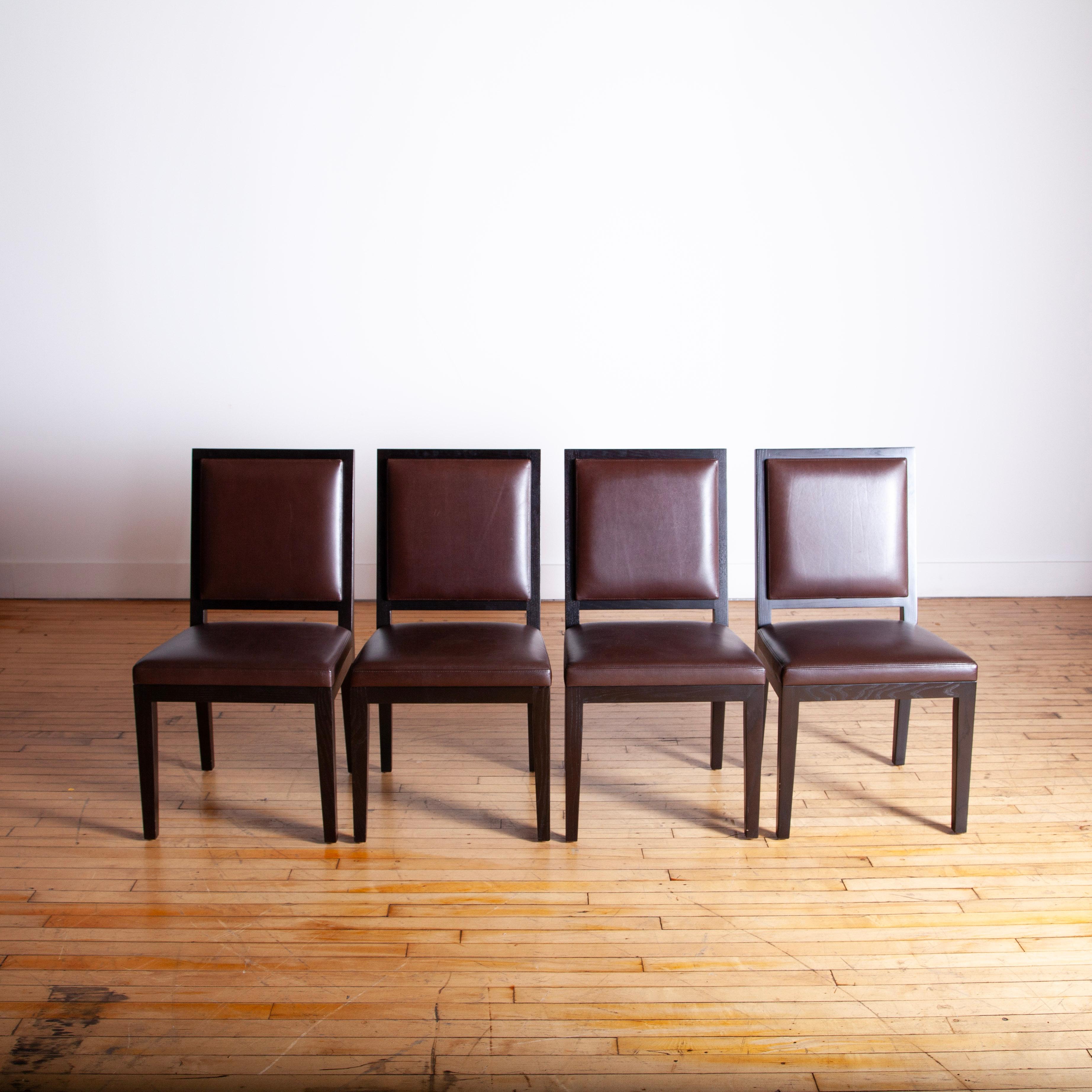 Christian Liaigre Louis XVI Dining Chairs in Dark Brown Leather For ...