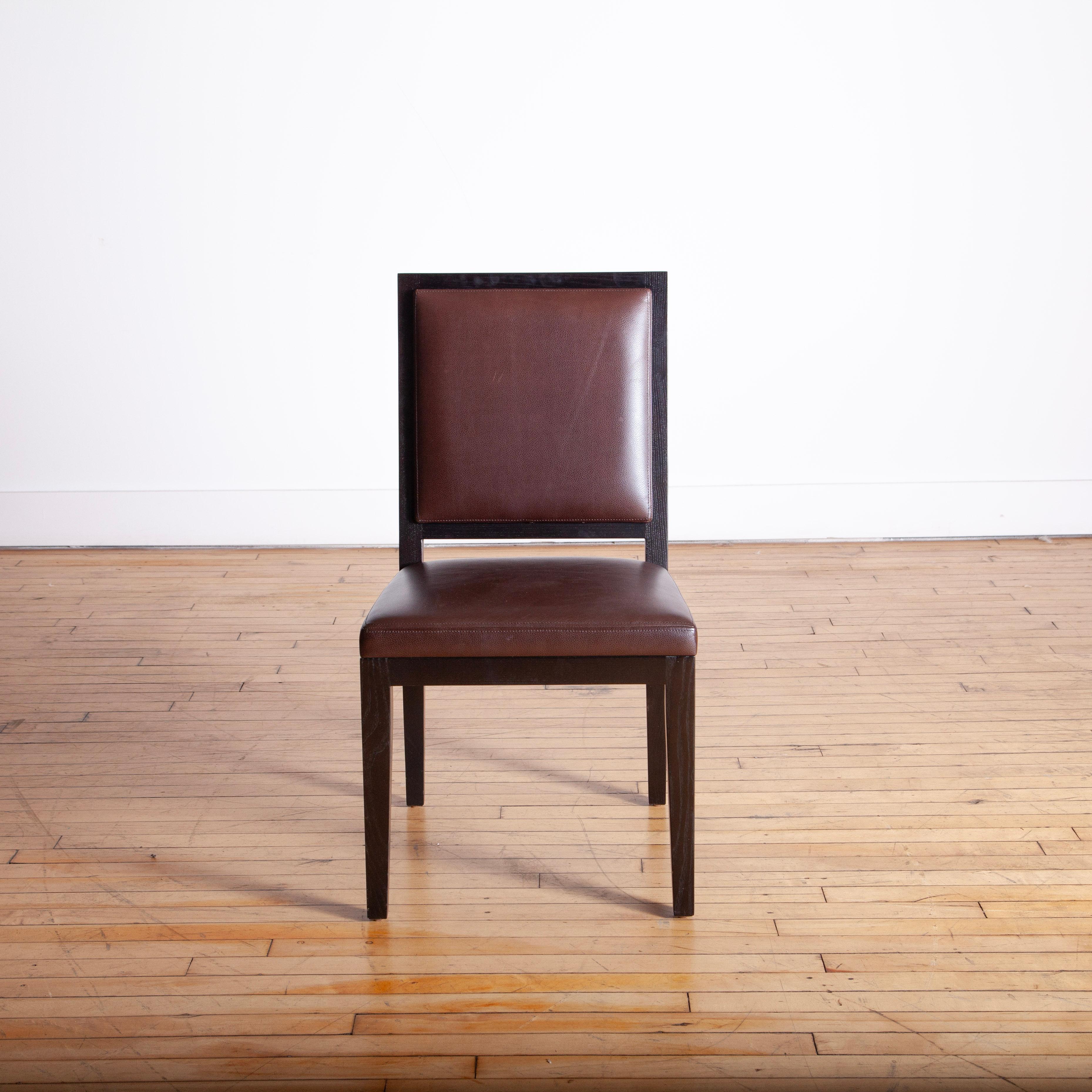 Christian Liaigre Louis XVI Dining Chairs in Dark Brown Leather For ...