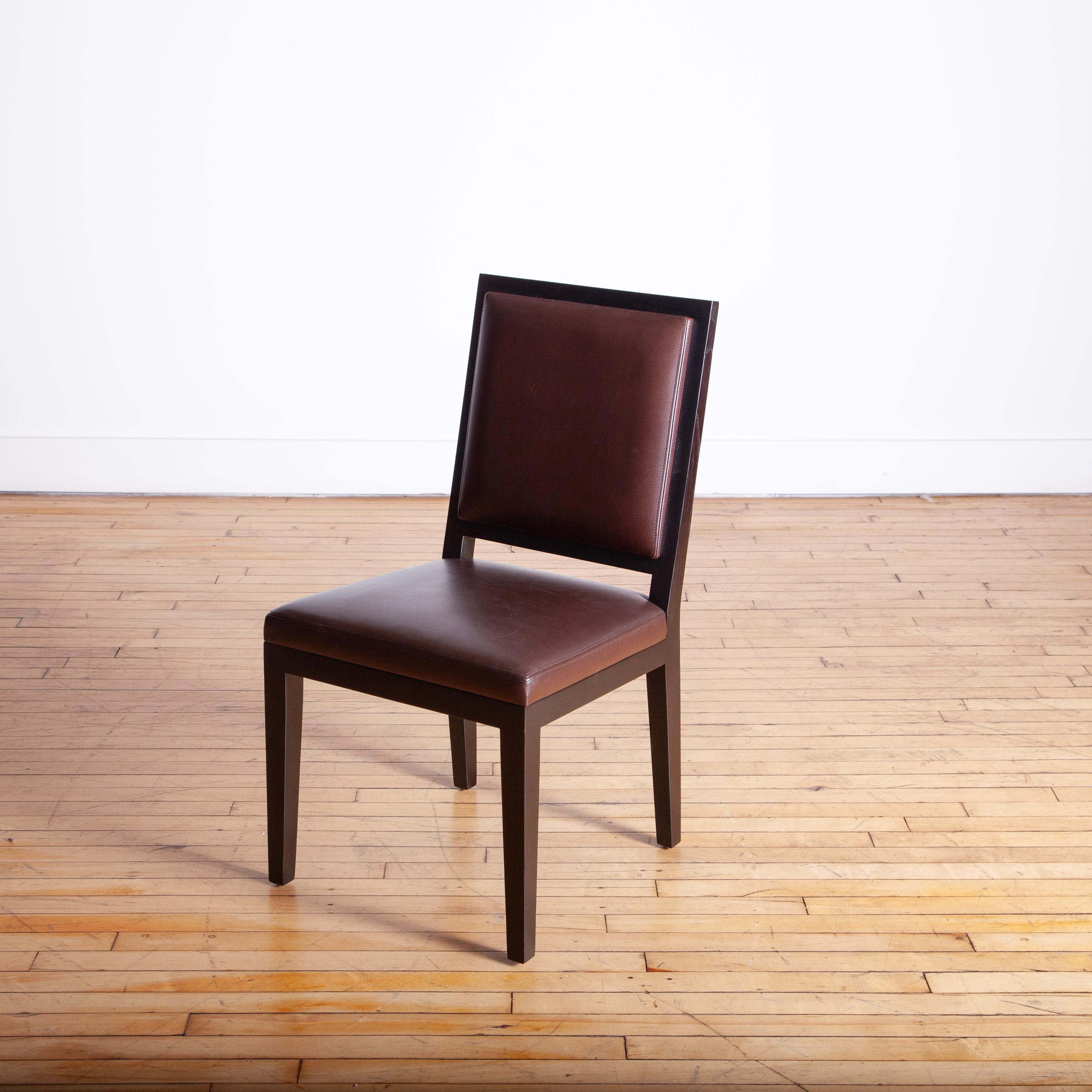 Christian Liaigre Louis XVI Dining Chairs in Dark Brown Leather For ...