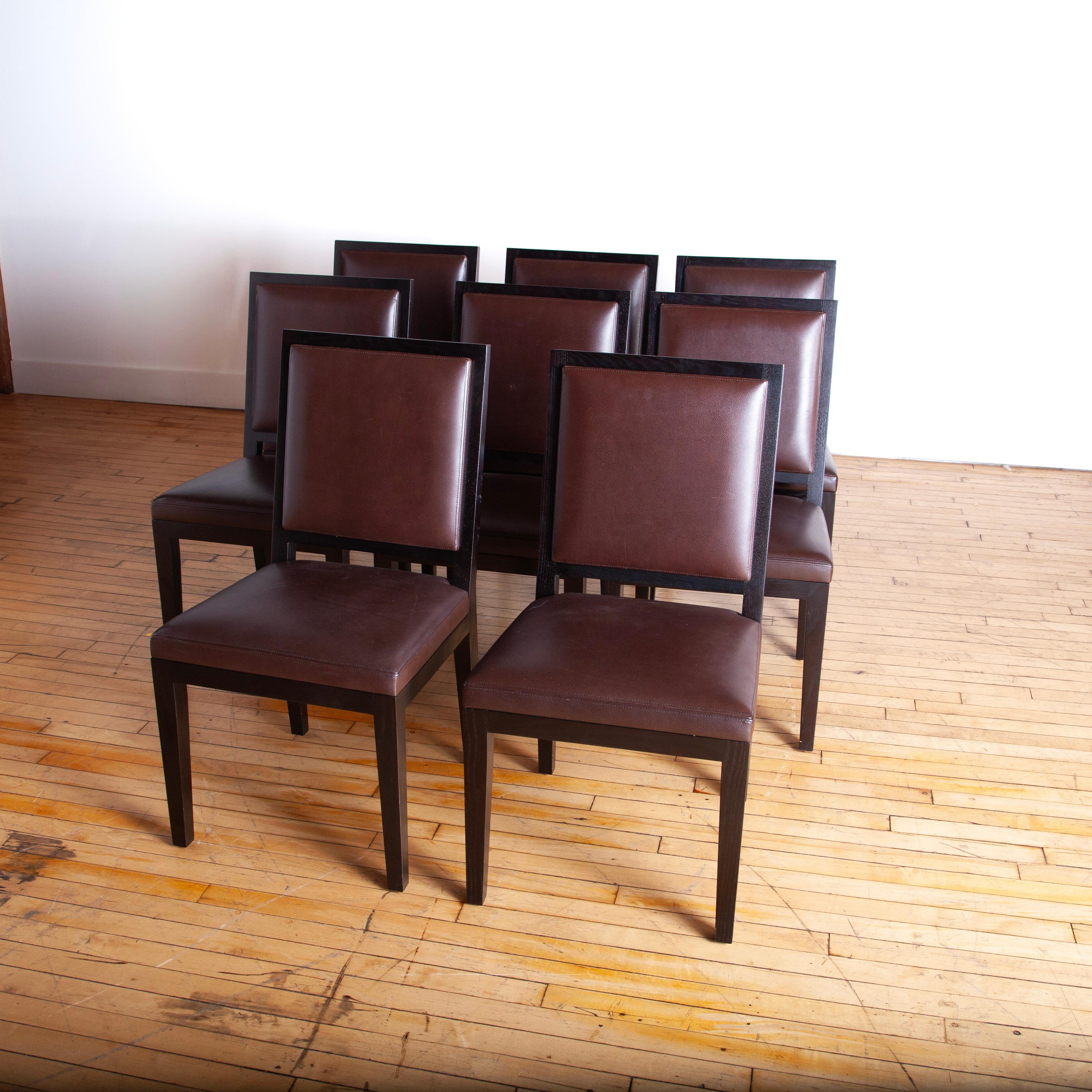 Christian Liaigre Louis XVI Dining Chairs in Dark Brown Leather For ...