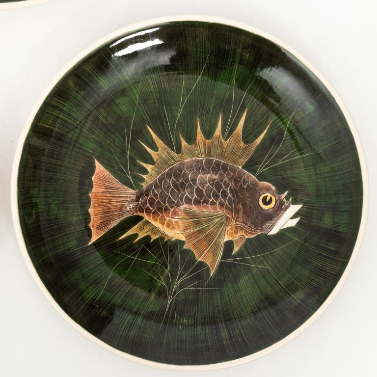Set of French Painted Sea Life Plates by Maoi, circa 1960 For Sale at ...
