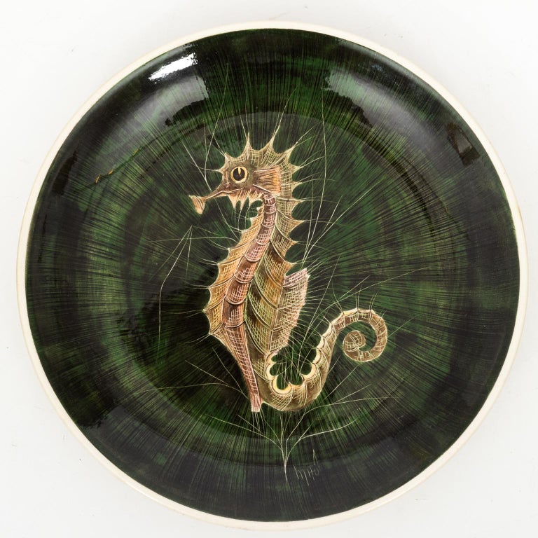 Set of French Painted Sea Life Plates by Maoi, circa 1960 For Sale at ...