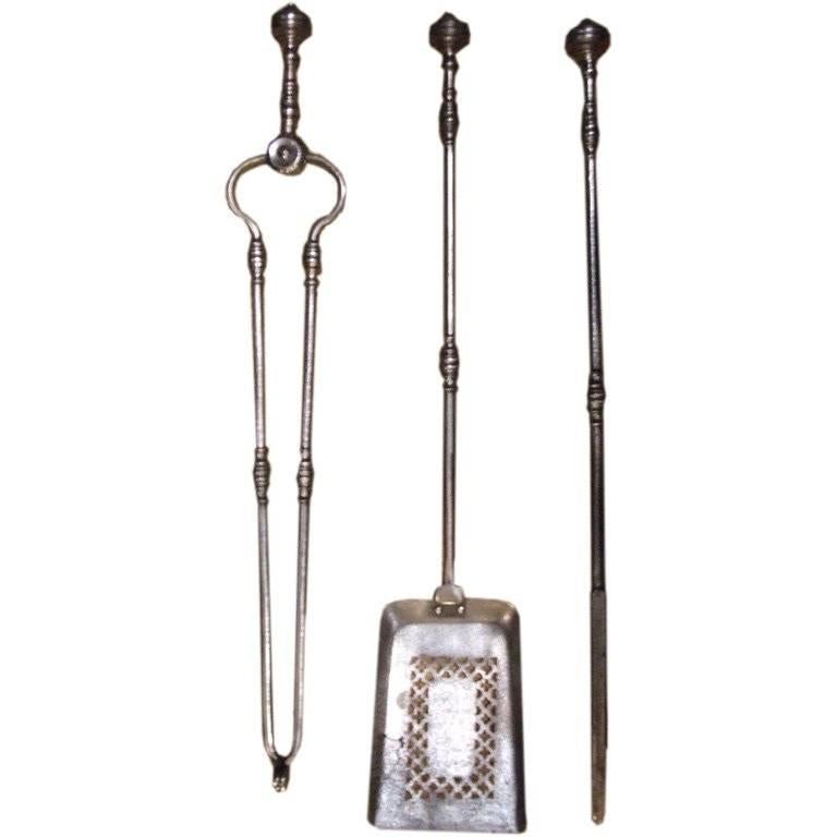 Set of Georgian Steel Fire Tools For Sale at 1stDibs
