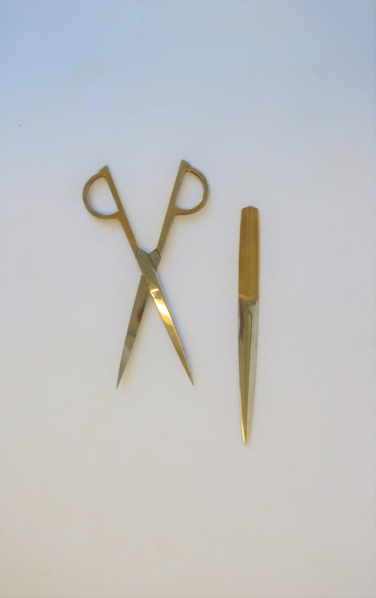 Set of German Brass and Stainless Steel Scissors and Letter Opener at ...
