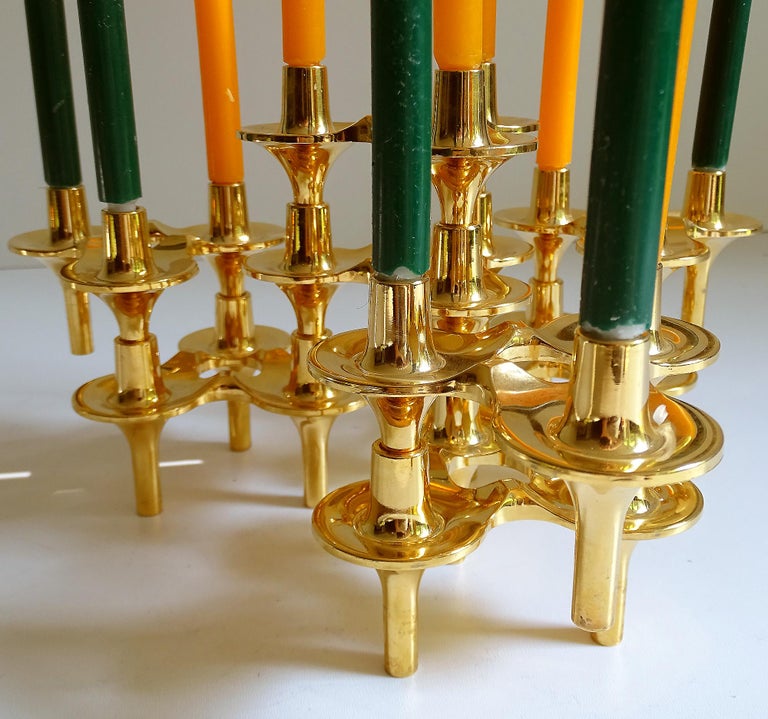 Set of 8 1960s Modular Gilded Candlestick by Ceasar Stoffi , BMF For ...