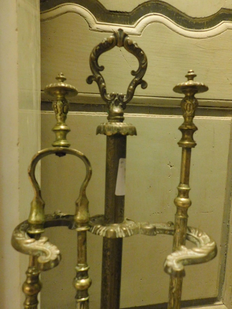 Set of Gilt Bronze Fireplace Tools, Tweezers and Shovel, 19th Century ...