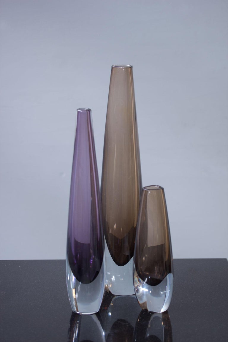 Set of Glass "Sommerso" Vases by Gunnar Nylund, Strömbergshyttan at 1stDibs