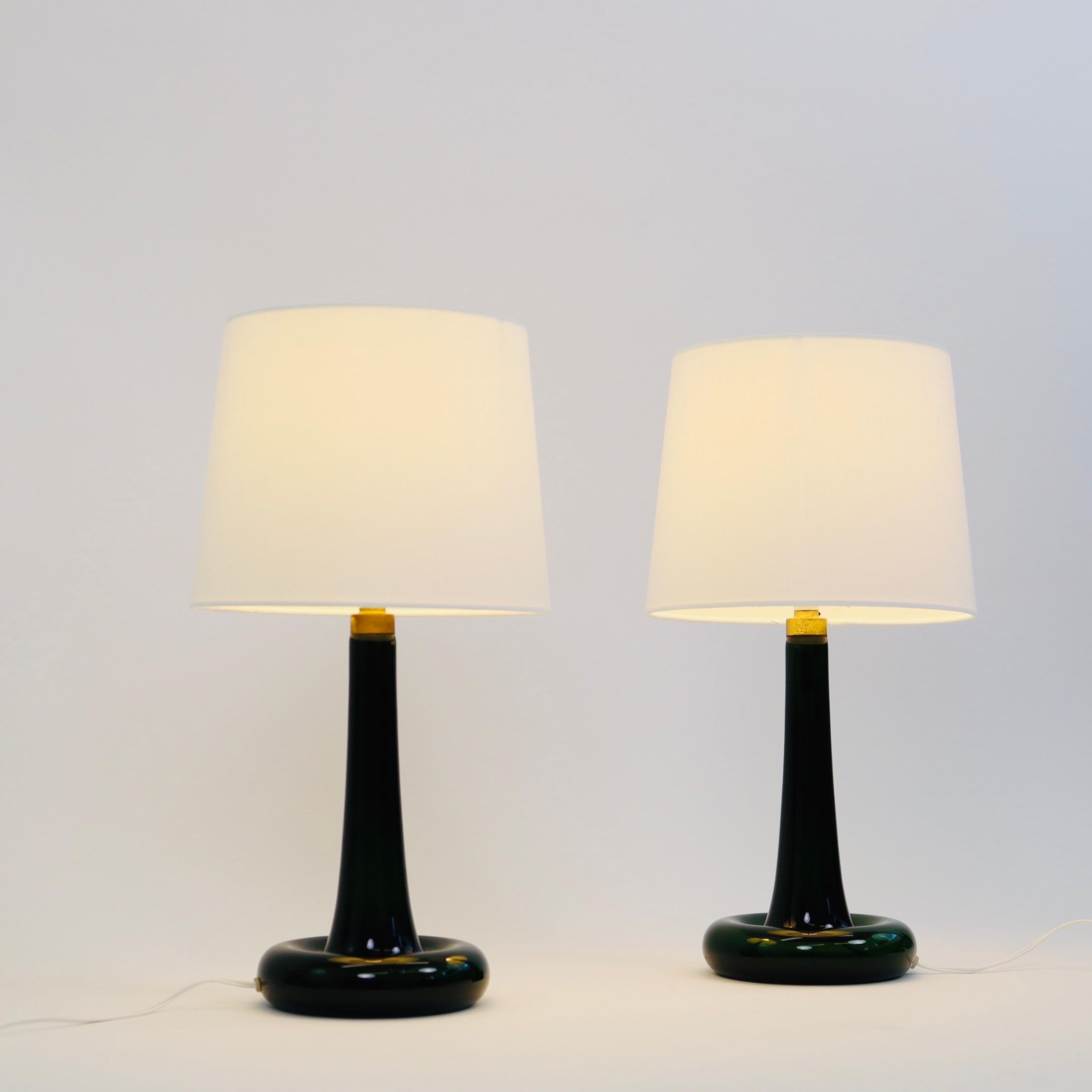 Set of Green Glass Desk Lamps by Michael Bang for Holmegaard, 1970s ...