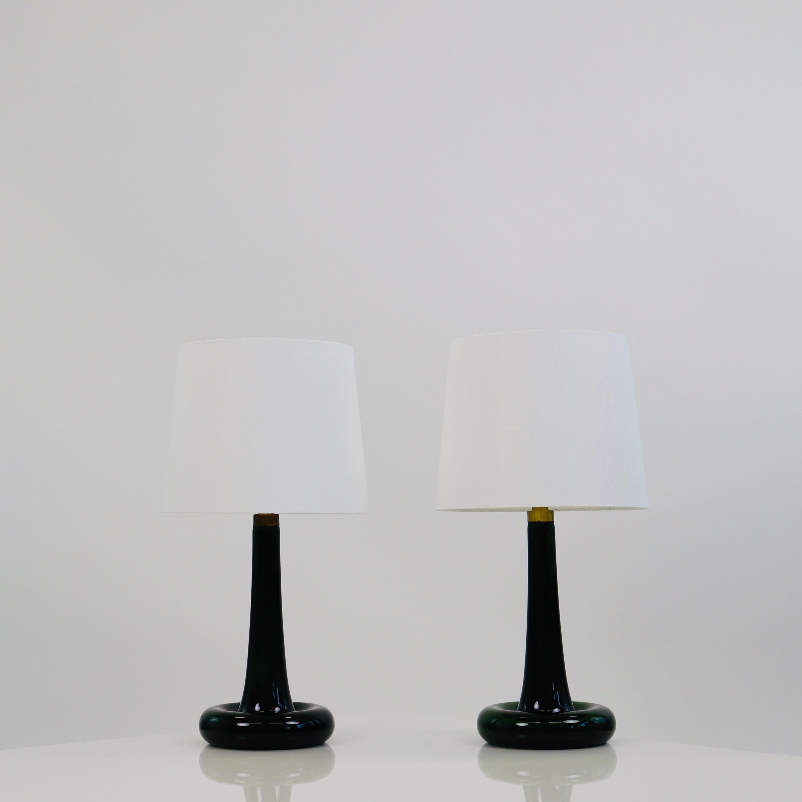 Set of Green Glass Desk Lamps by Michael Bang for Holmegaard, 1970s ...