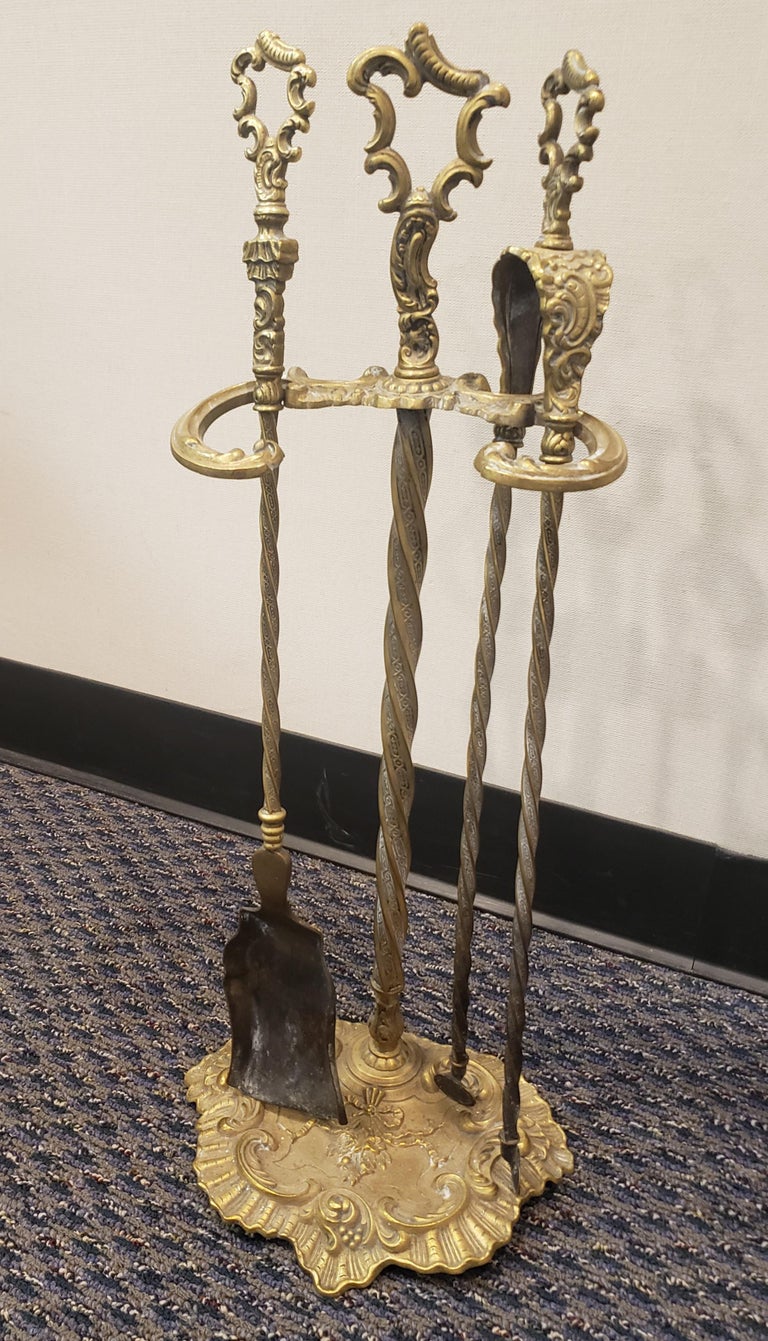 Set of High Quality Victorian Bronze Fire Place Tools For Sale at 1stDibs