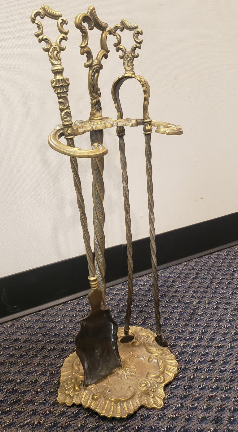 Set of High Quality Victorian Bronze Fire Place Tools For Sale at 1stDibs