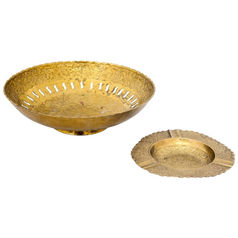 Set of Indian Plate with Ashtray For Sale at 1stDibs | ashtray plate ...