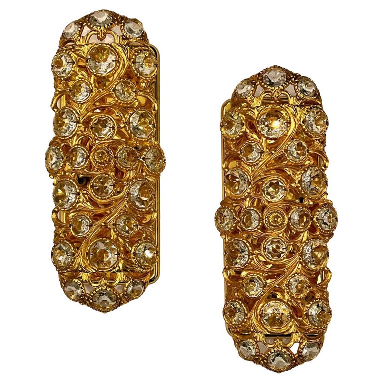 Set of Inset Crystal Sconces, Sold Per Pair For Sale at 1stDibs