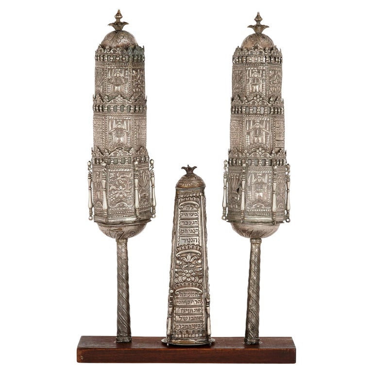 Set of Judaica Silver Rimonim 'Torah Finials' For Sale at 1stDibs