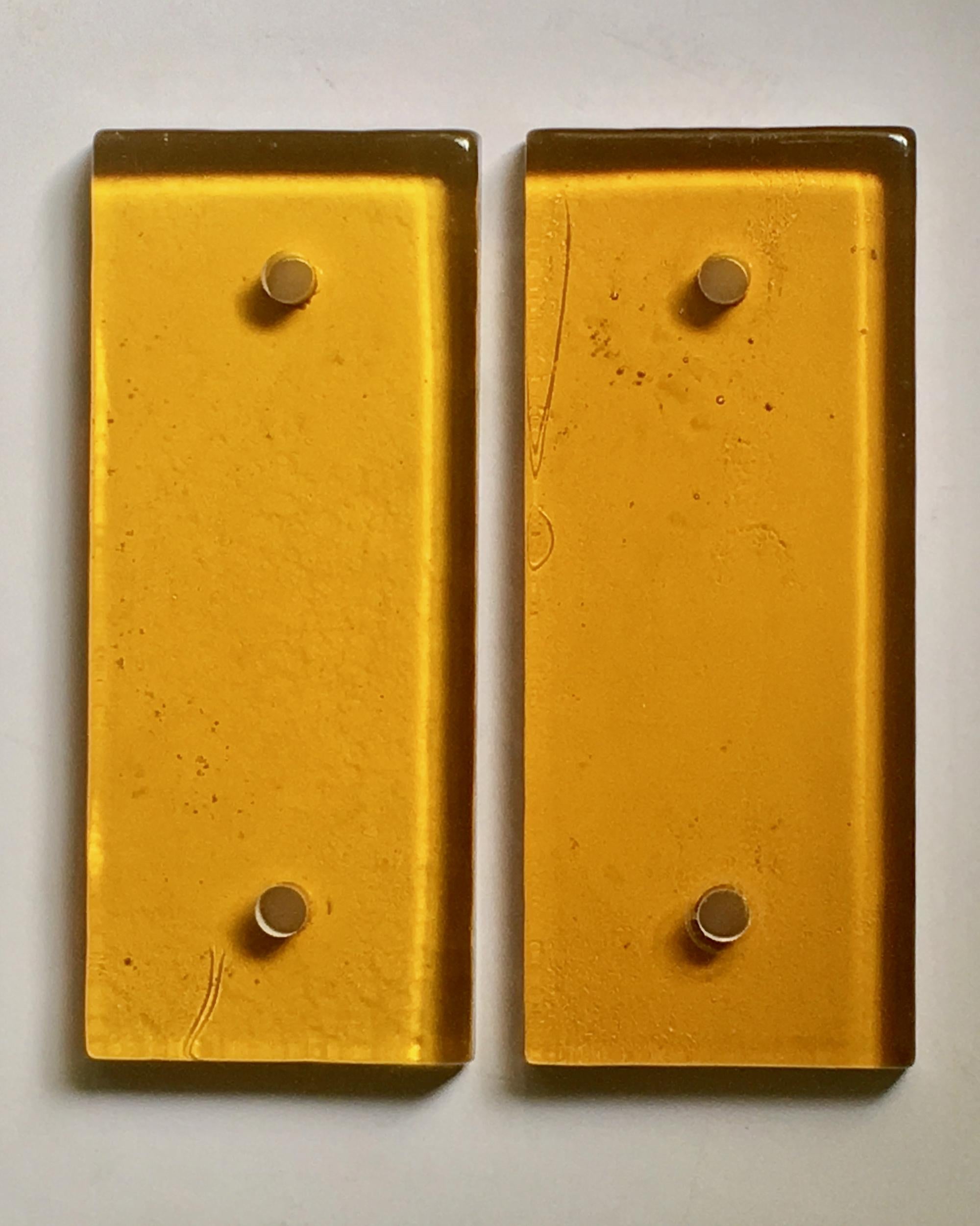 Set of Large Amber Glass Handles with Bronze Fixings, France, 1960s at ...