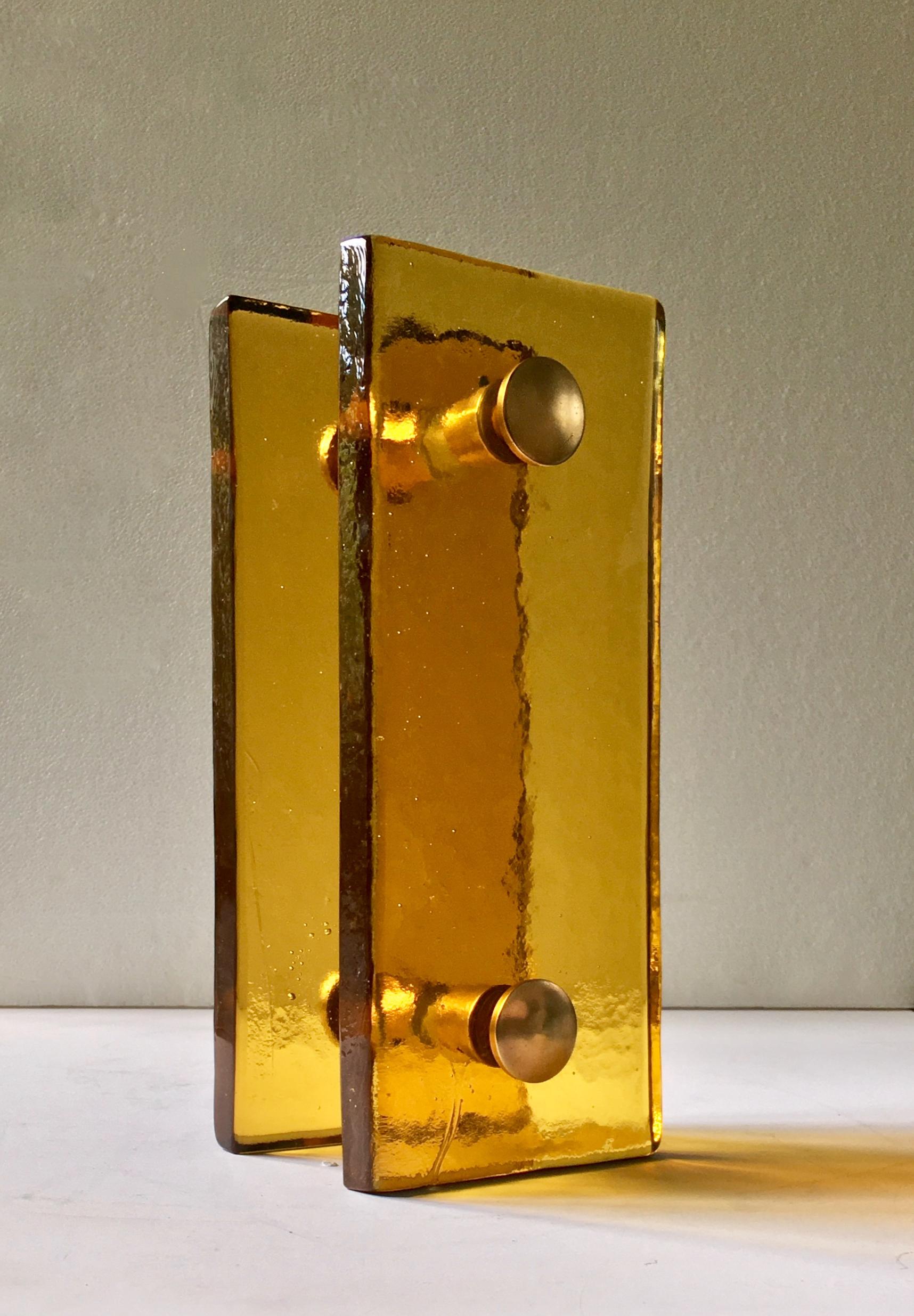 Set of Large Amber Glass Handles with Bronze Fixings, France, 1960s at ...