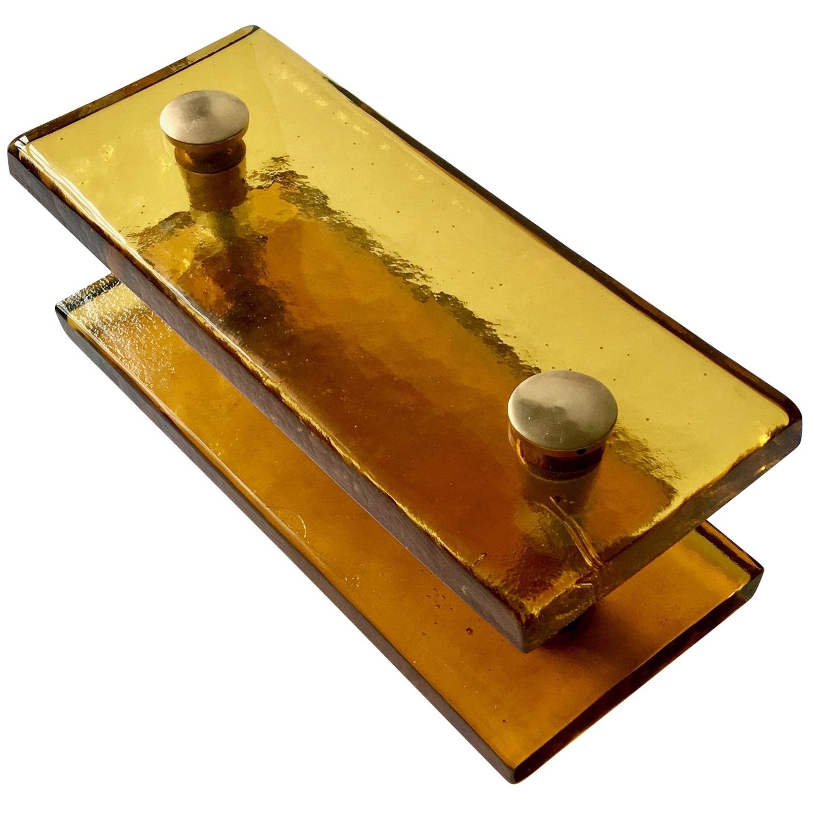 Set of Large Amber Glass Handles with Bronze Fixings, France, 1960s at ...