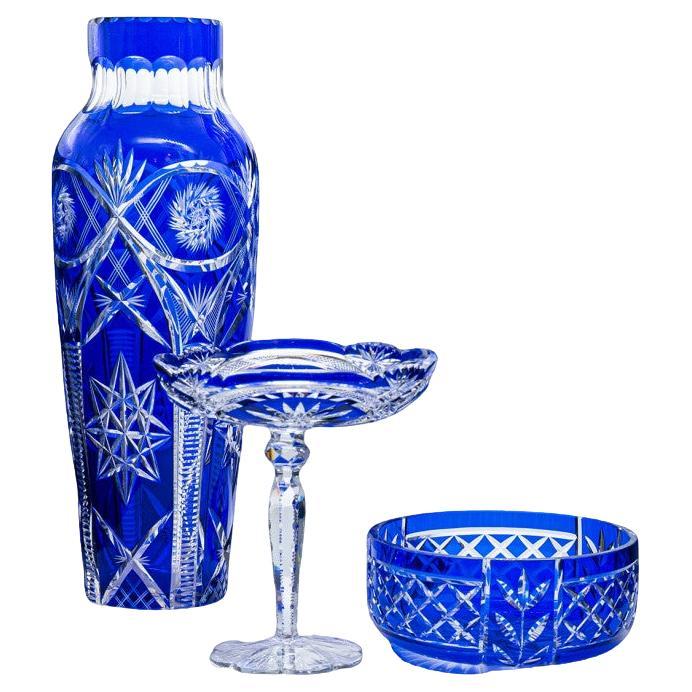 Set of 2 Baccarat and Saint Louis Items, Violet Crystal, France, 1930 ...