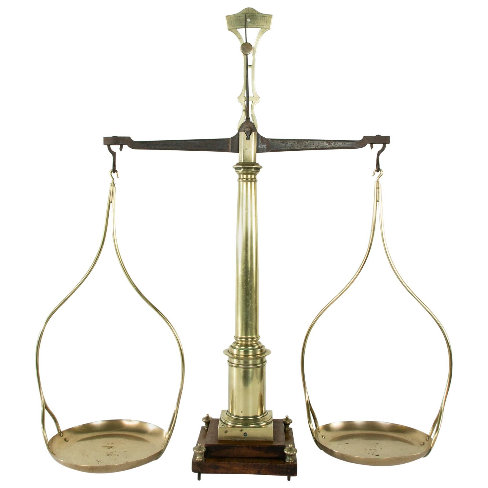 Set of Large Early 19th Century French Brass Scales on Walnut Base at ...