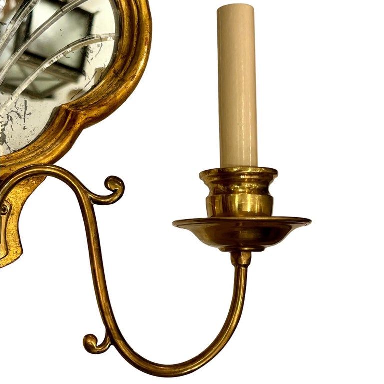 Set of Large Etched Mirrored Sconces, Sold Per Pair For Sale at 1stDibs