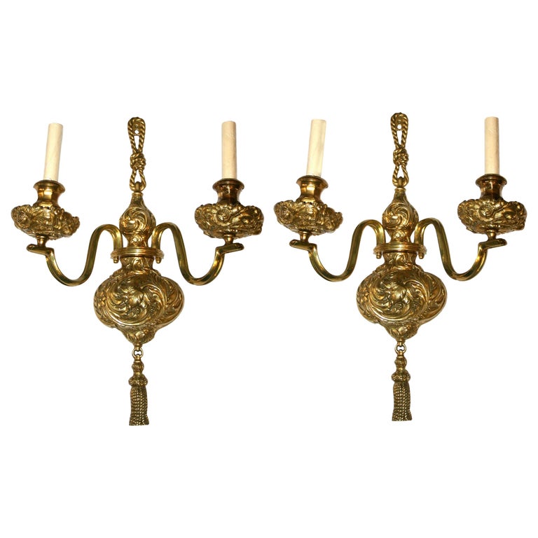Set of Large Gilt Bronze Sconces, Sold in Pairs For Sale at 1stDibs