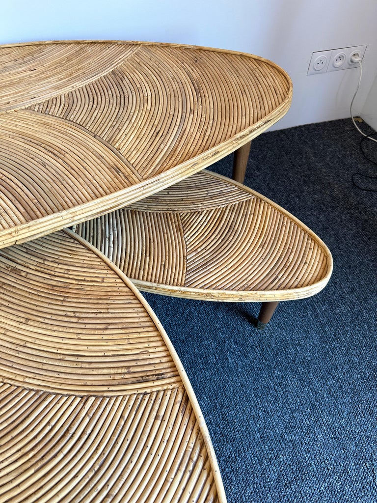 Set of Large Rattan Nesting Coffee Tables, Italy, 1980s For Sale at 1stDibs