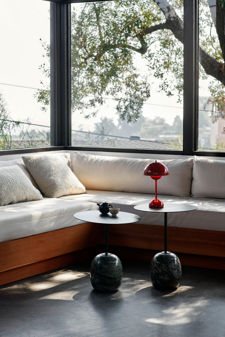 Set of Lato Side Tables in Deep Green Steel and Verde Alpi Marble for ...