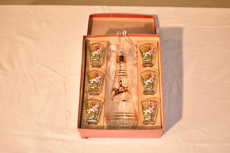 Set of Mid-Century Cordial Set and Glasses in Original Box For Sale at ...