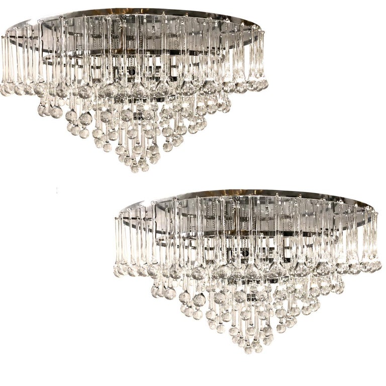 Set of Midcentury Glass Drop Light Fixtures, Sold Individually For Sale ...